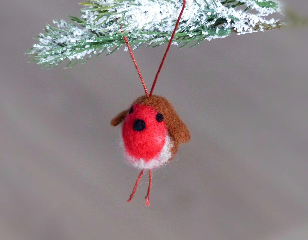 Robin Christmas Decoration, Needle Felted Hanging Robin Decoration ...