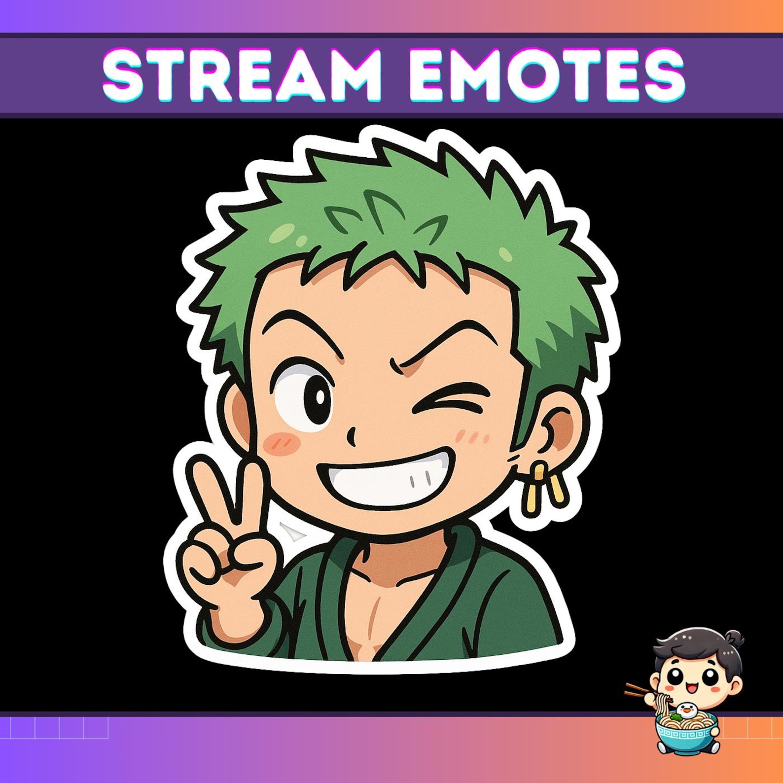 Cheerful Character Wink With Peace Sign Emote (digital Asset) - Etsy