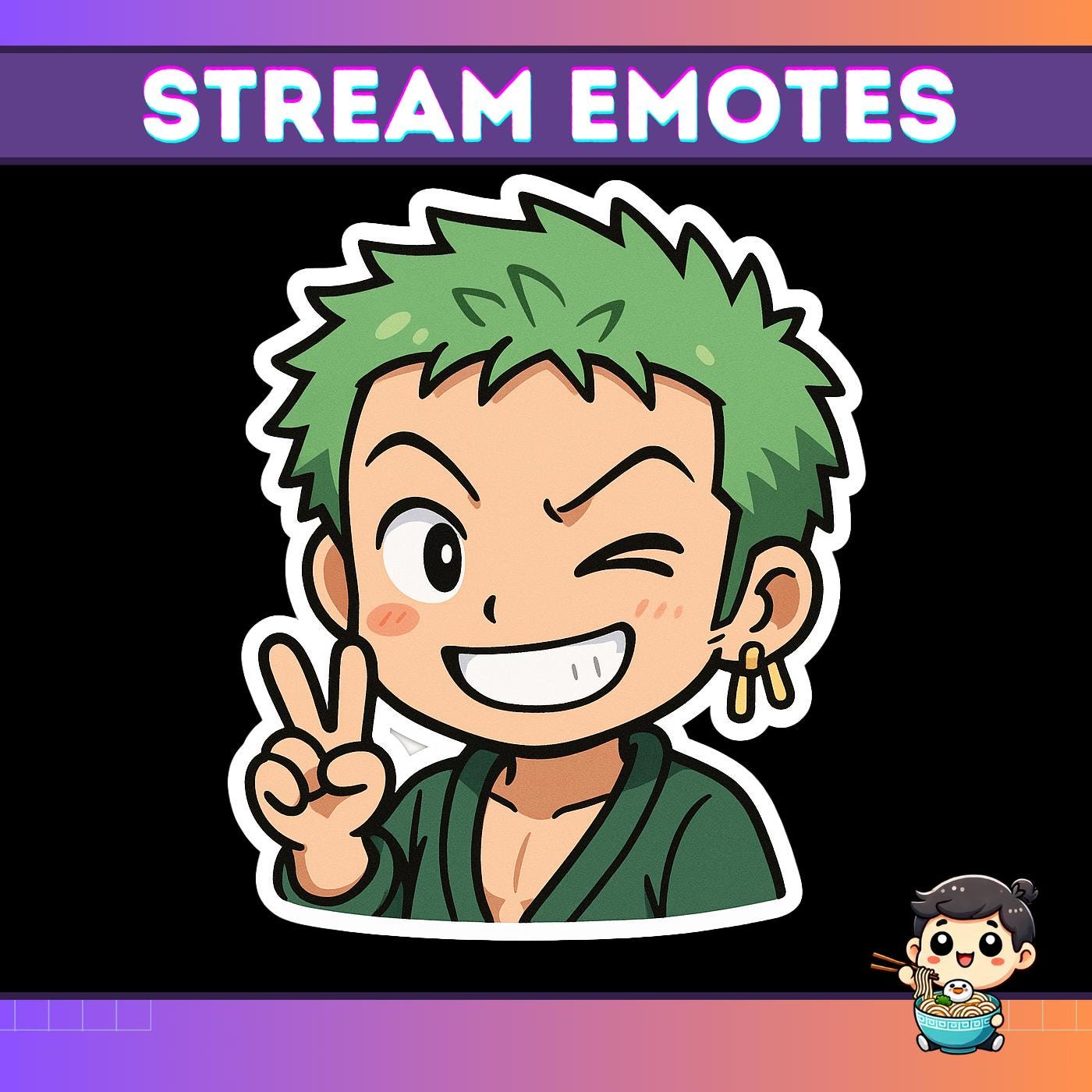 Cheerful Character Wink With Peace Sign Emote (digital Asset) - Etsy