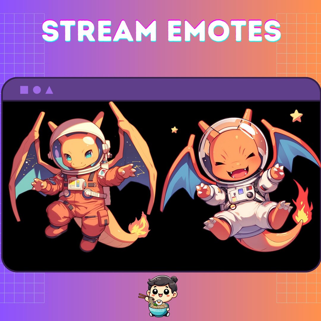Charizard Astronaut Twitch Emotes | Unique Space-themed Emotes for ...