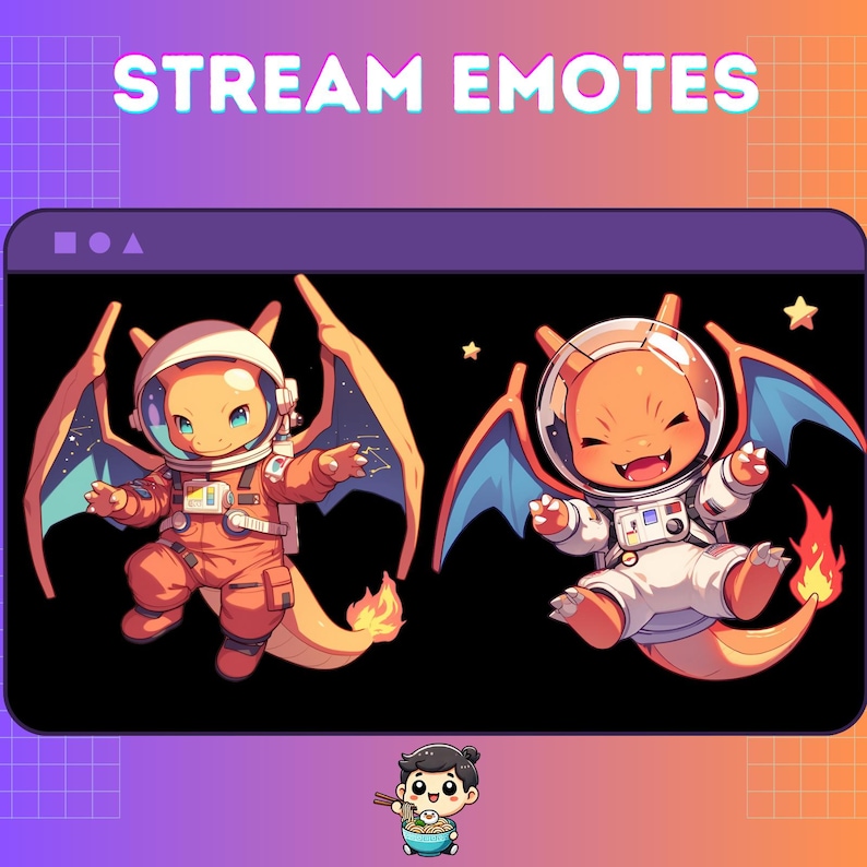 Charizard Astronaut Twitch Emotes | Unique Space-themed Emotes for ...