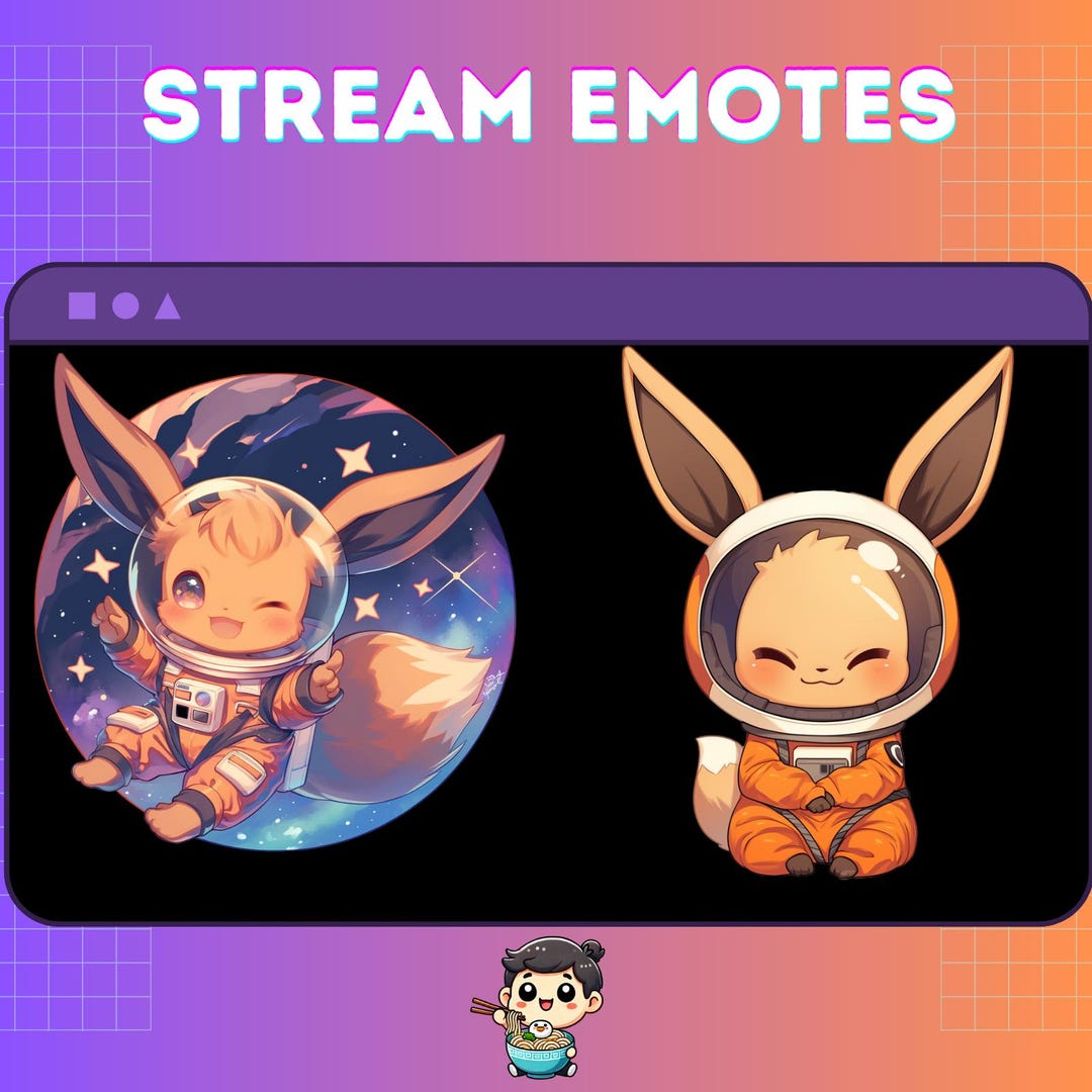 Astronaut Eevee Twitch Emotes | Unique Space-themed Emotes for ...