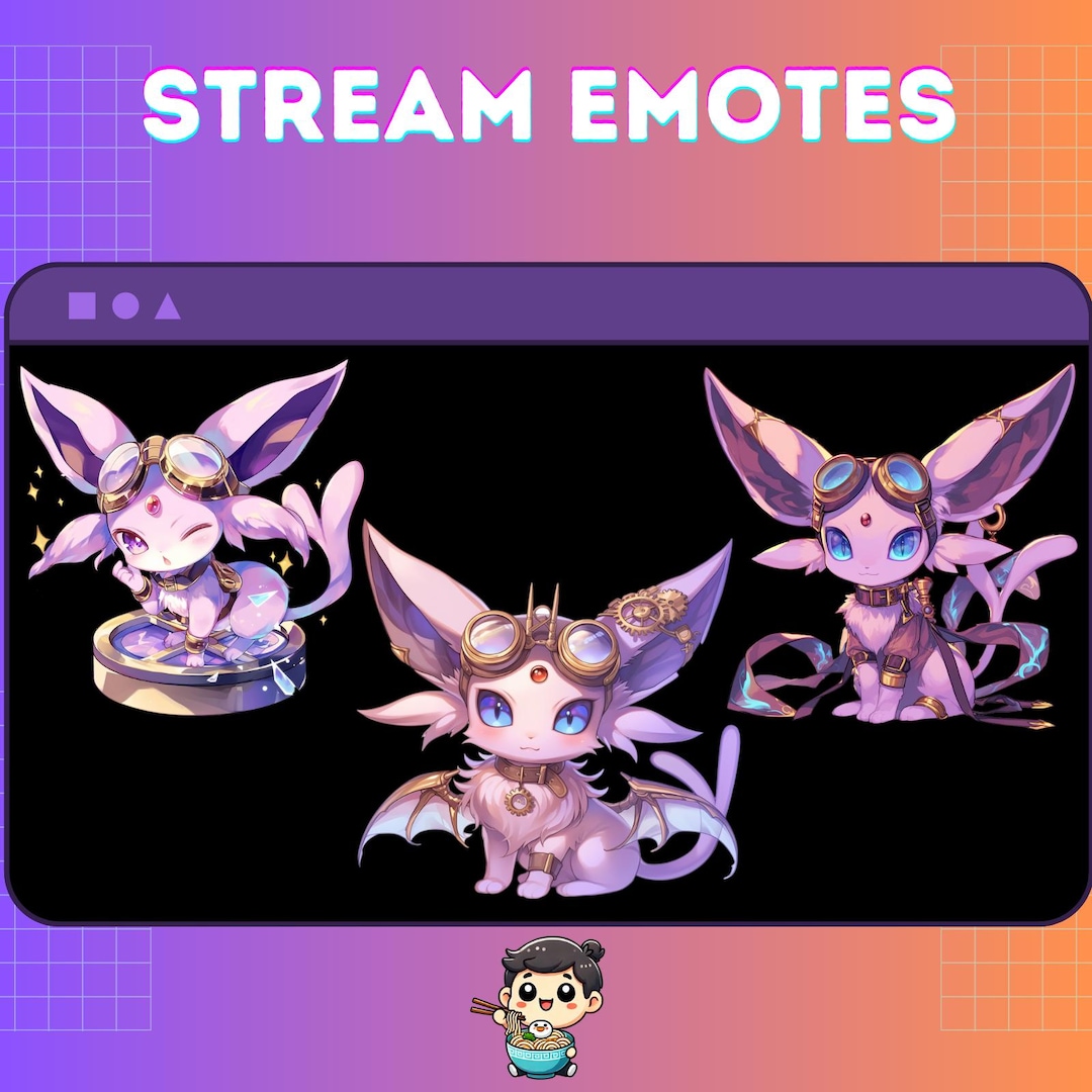 Steampunk Espeon Twitch Emotes | Unique Mechanical Pokémon Emotes for ...