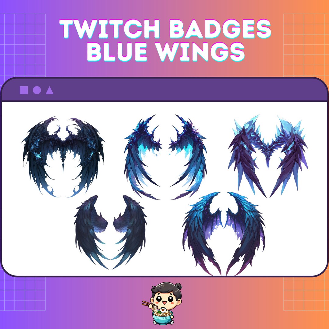 Blue Demon Wings Twitch Badges | Unique Digital Badges for Streamers ...