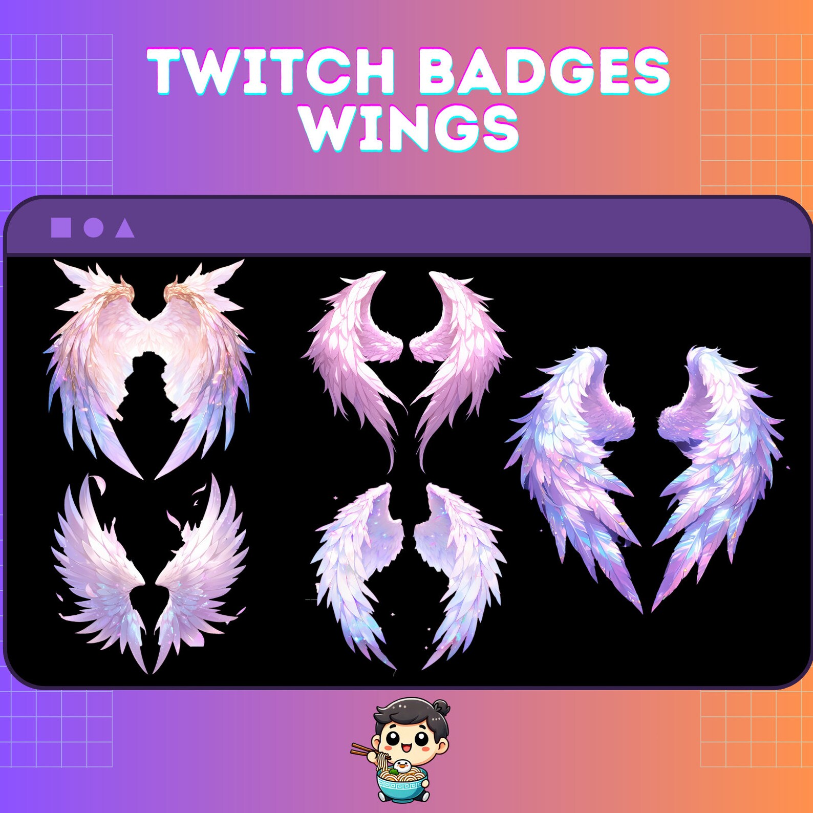 Pink Angel Wings Twitch Badges | Unique Digital Badges for Streamers ...