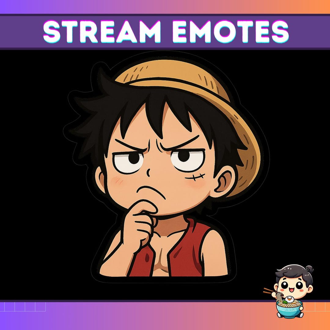 Thoughtful Pout Emote With Furrowed Brows Digital Illustration (digital ...