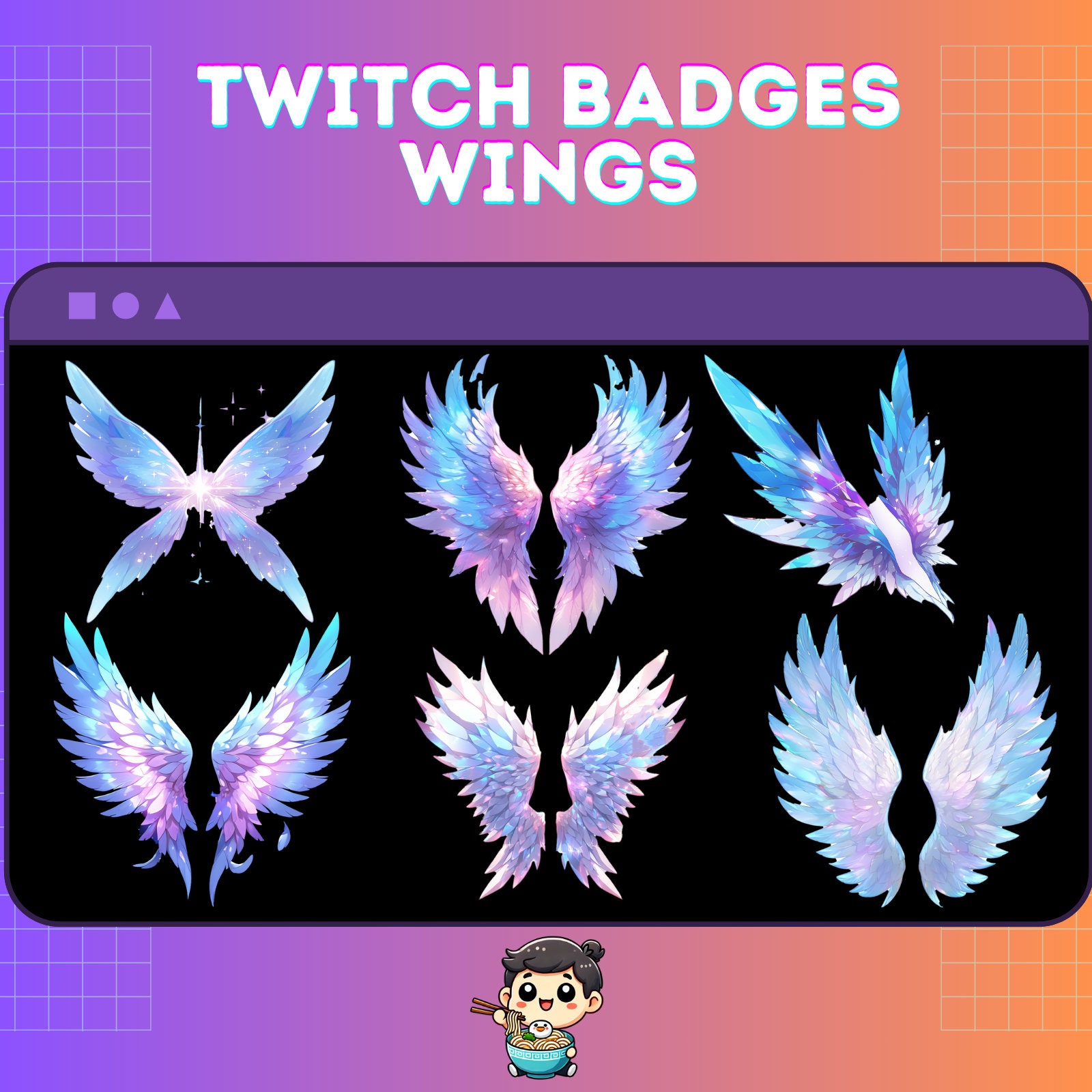 Pink Blue Angel Wings Twitch Badges | Mystical Streamer Overlay ...