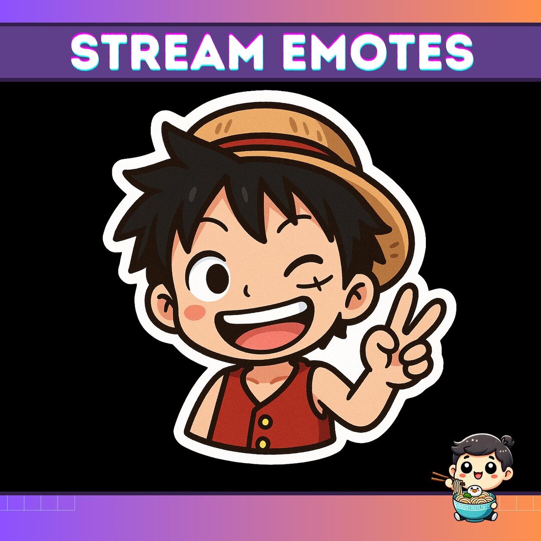 Cheerful Character Emote Winking With Peace Sign for Streamers (digital ...