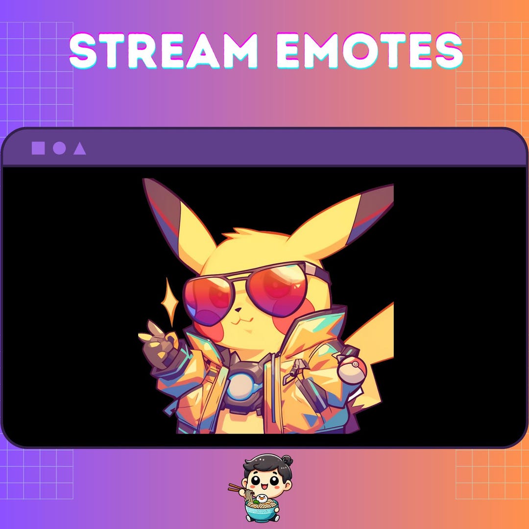 Miami Vice Pikachu Twitch Emote: Gamer Streamer Emotes (digital ...