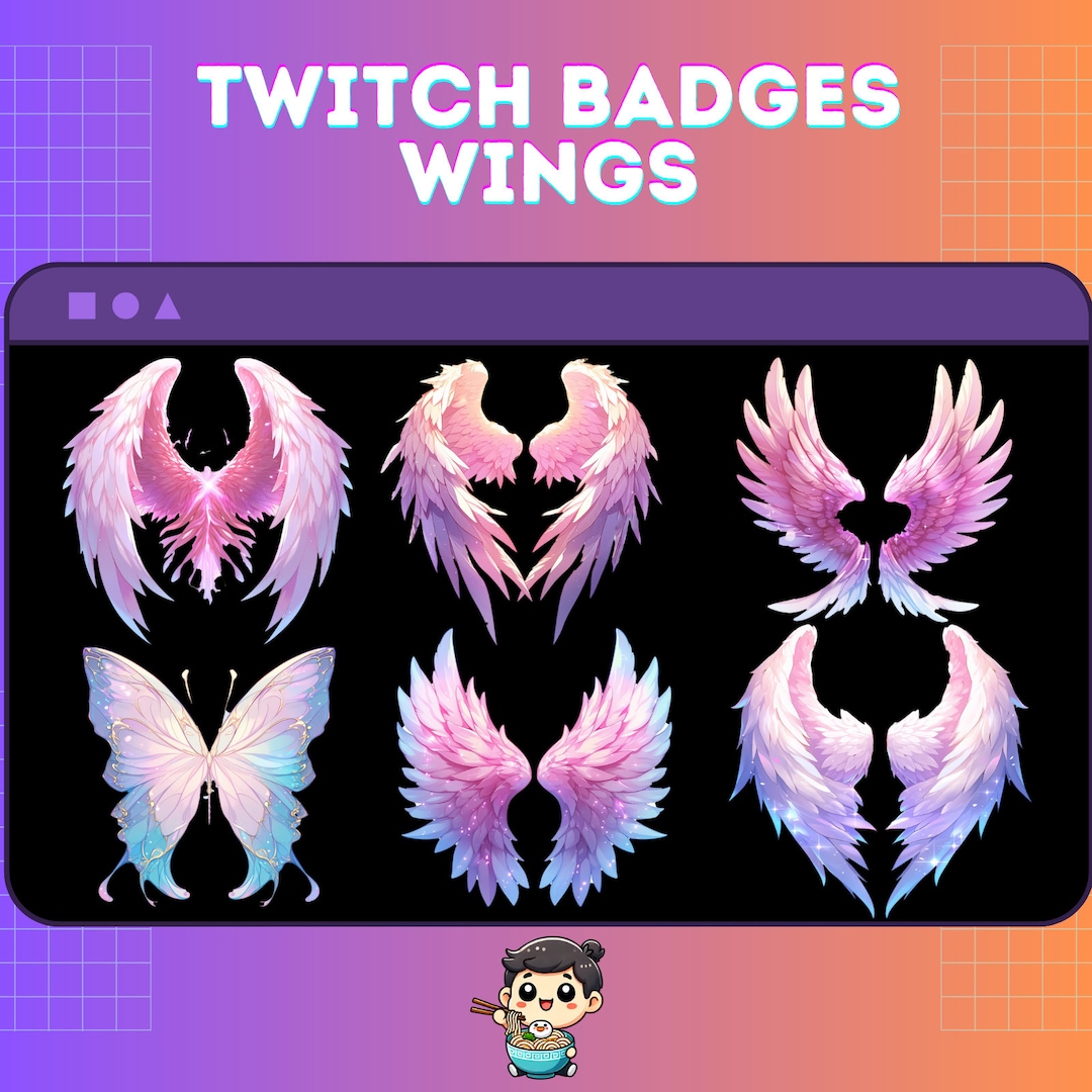 Pink Angel Wings Twitch Badges | Unique Digital Badges for Streamers ...
