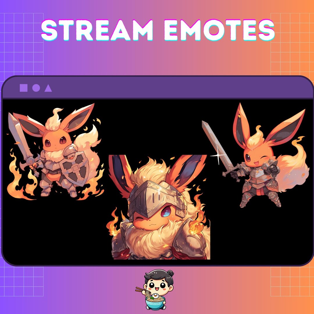 Knight Flareon Twitch Emotes: Medieval Gamer Emotes (digital Download ...