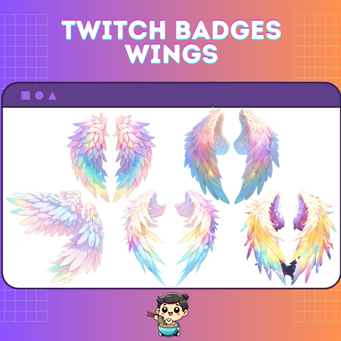 Rainbow Angel Wings Twitch Badges | Unique Digital Badges for Streamers ...