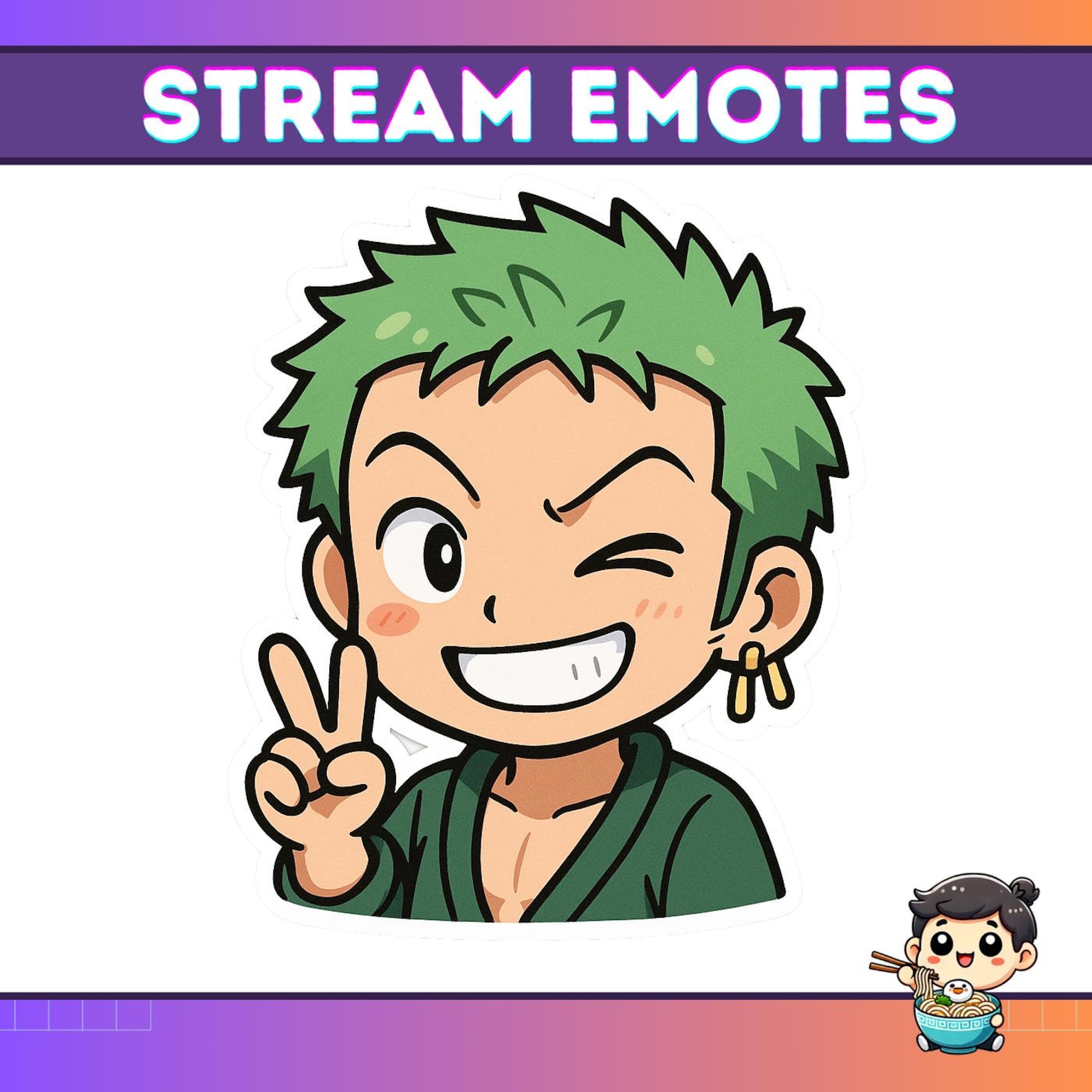 Cheerful Character Wink With Peace Sign Emote (digital Asset) - Etsy