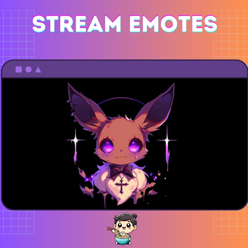 Goth Eevee Twitch Emote | Unique Dark-themed Pokémon Emotes for ...
