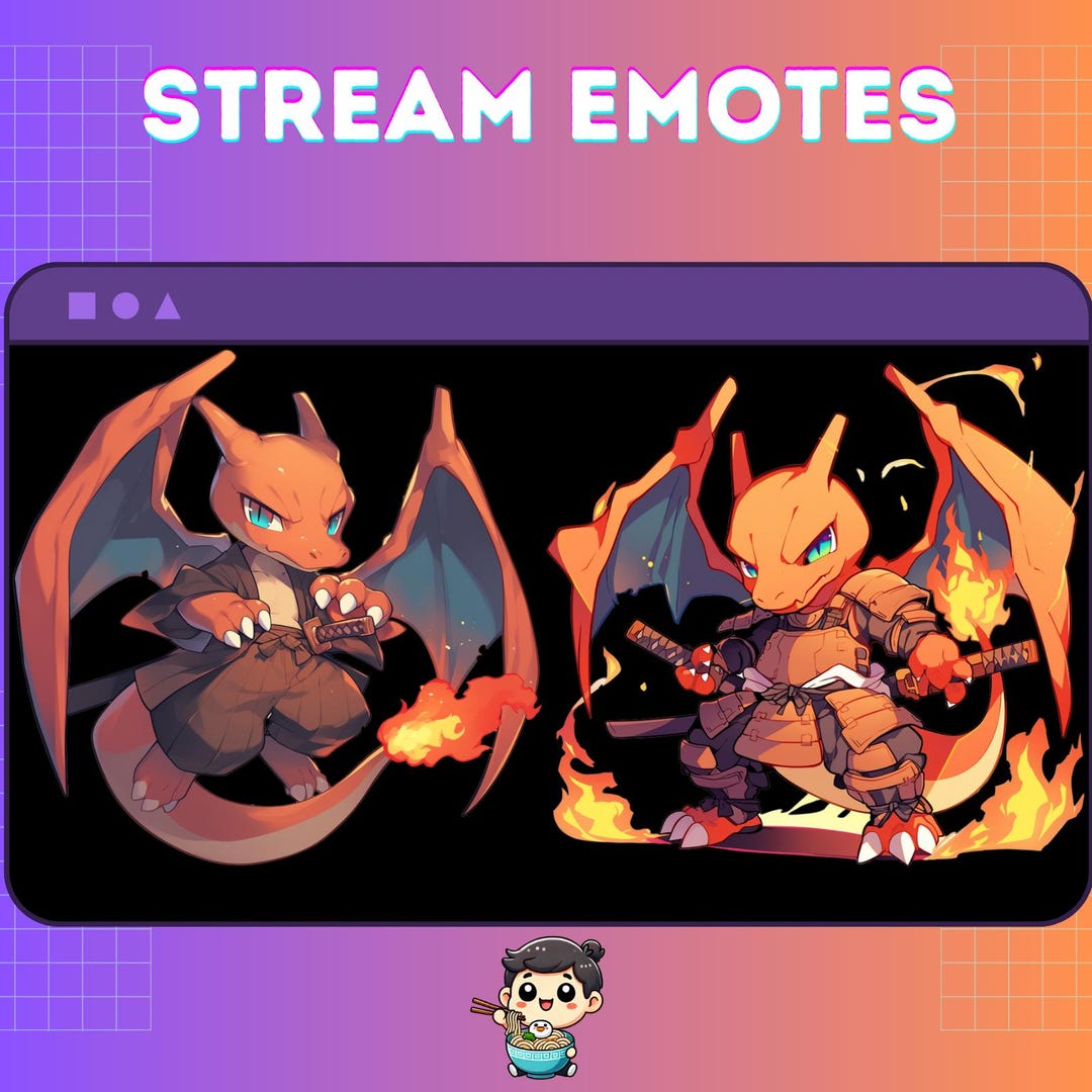 Samurai Charizard Twitch Emotes | Unique Warrior Pokémon Emotes for ...