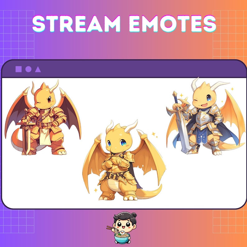Knight Dragonite Twitch Emotes: Medieval Gamer Emotes (digital Download ...