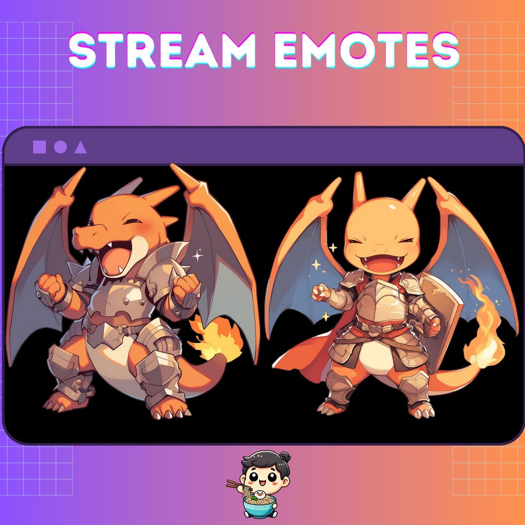 Knight Charizard Twitch Emotes: Medieval Gamer Emotes (digital Download ...
