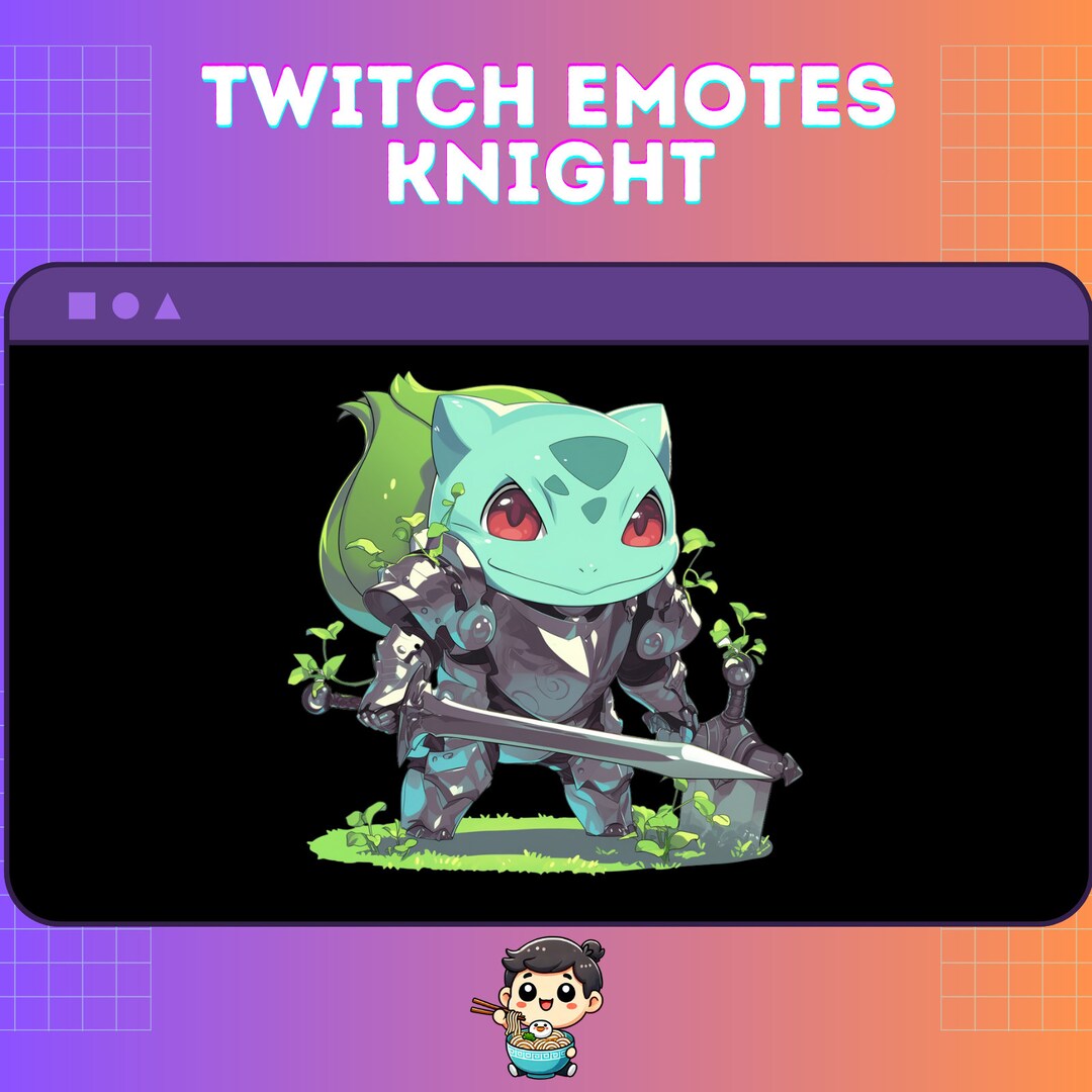 Knight Bulbasaur Twitch Emotes | Unique Medieval Emotes for Streamers ...