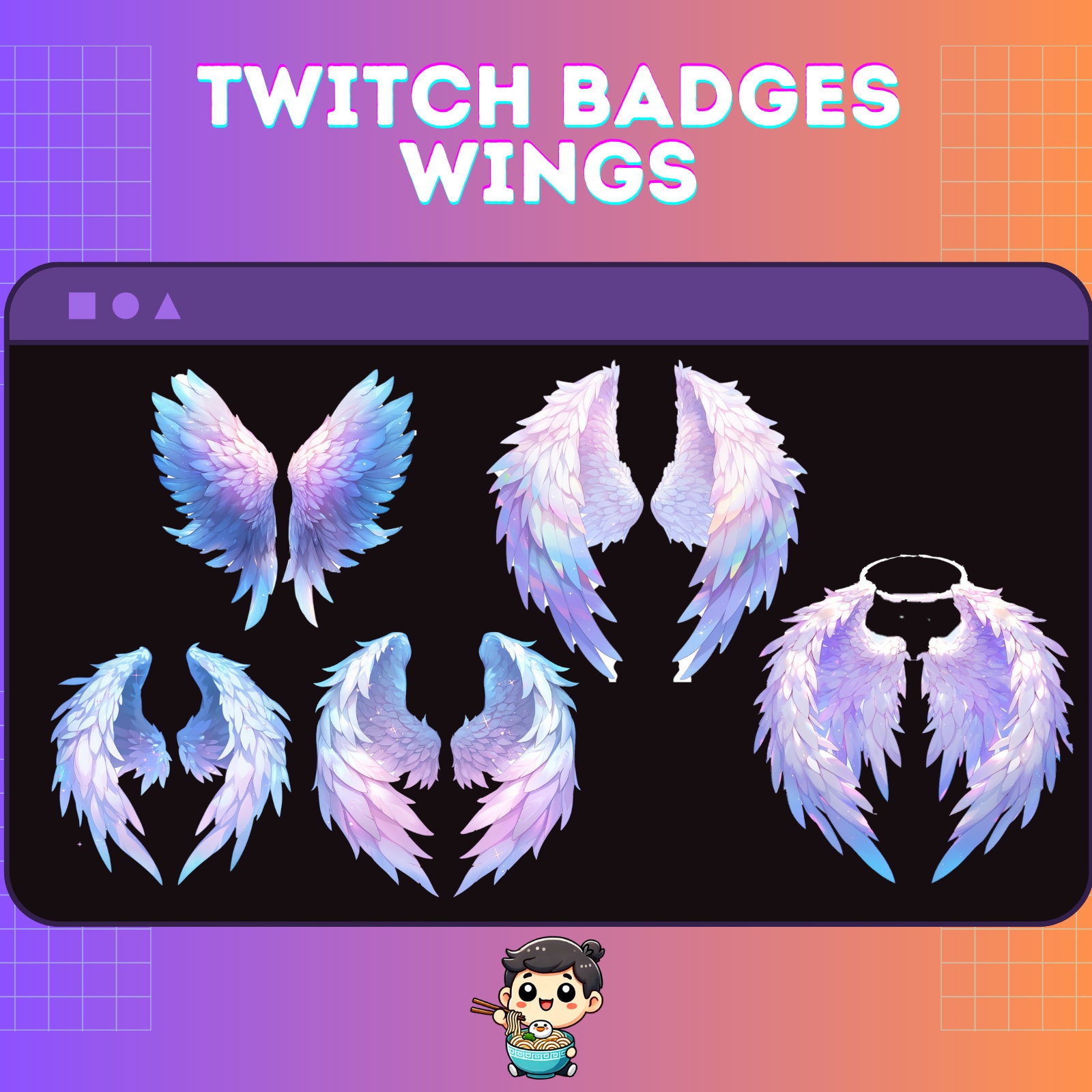 Pink Blue Angel Wings Twitch Badges | Mystical Streamer Overlay ...