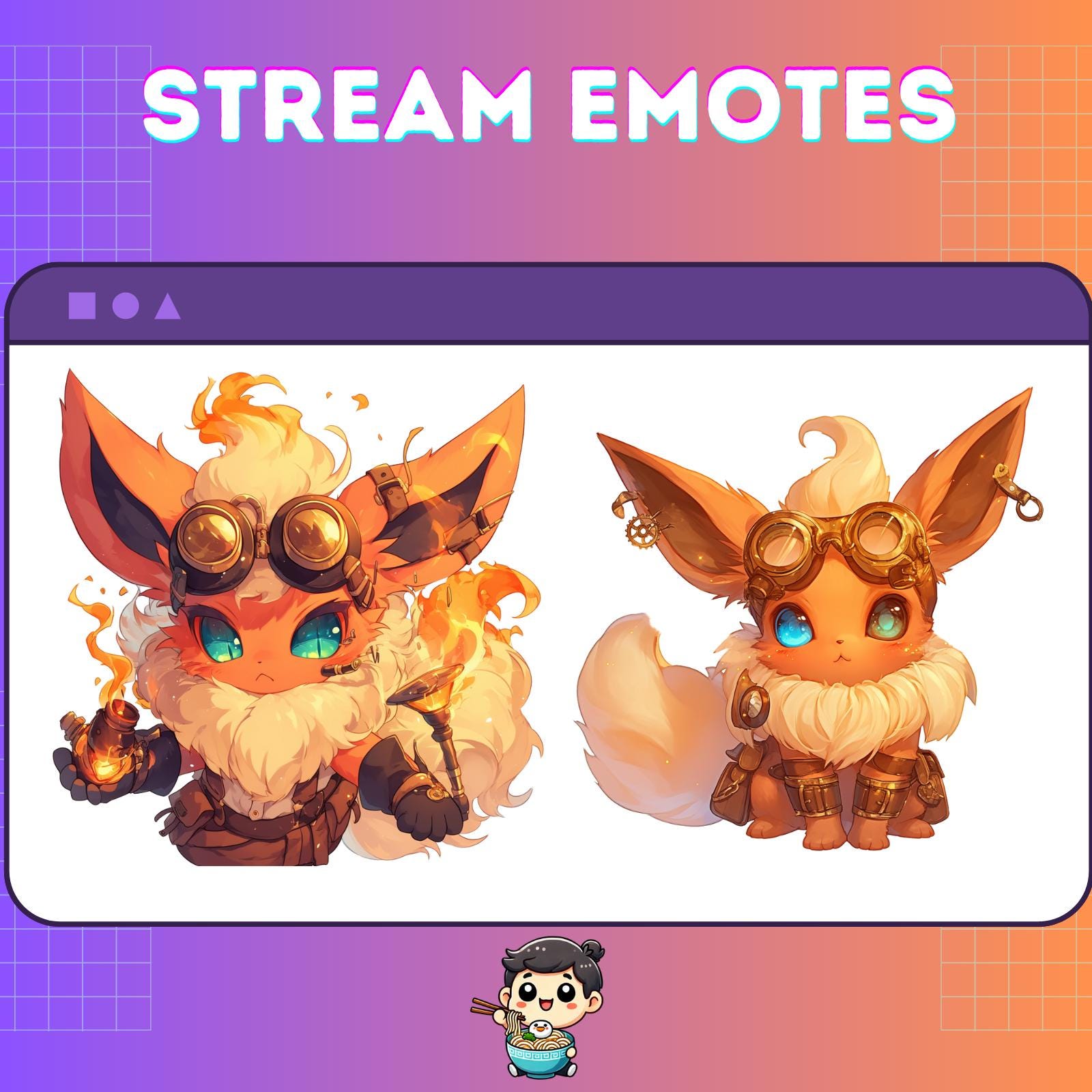 Steampunk Flareon Twitch Emotes | Unique Mechanical Pokémon Emotes for ...