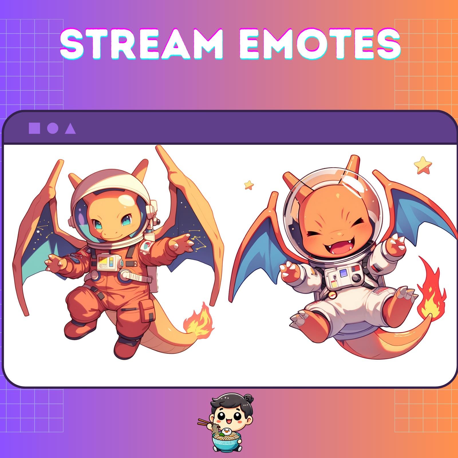 Charizard Astronaut Twitch Emotes | Unique Space-themed Emotes for ...