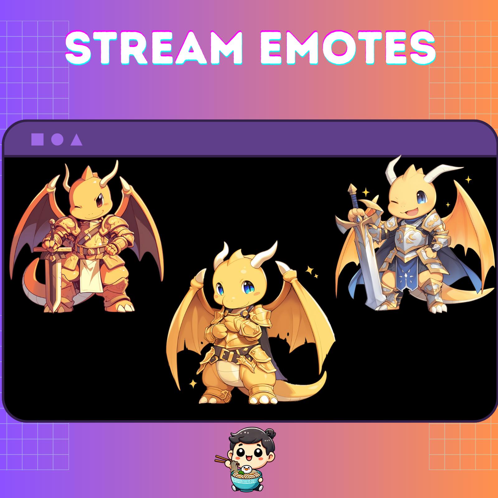 Knight Dragonite Twitch Emotes: Medieval Gamer Emotes (digital Download ...