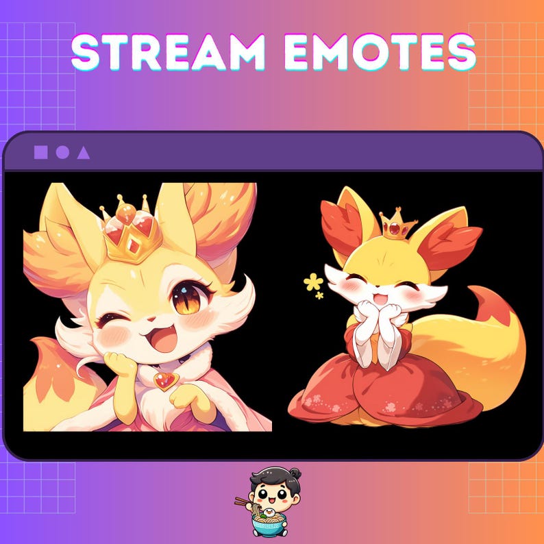 Princess Fennekin Twitch Emotes | Unique Royal Pokémon Emotes for ...