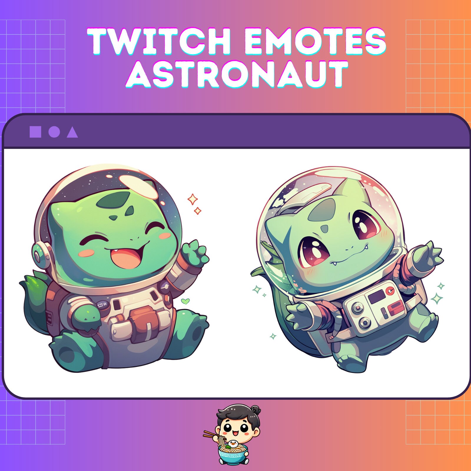 Bulbasaur Astronaut Twitch Emotes | Unique Space-themed Emotes for ...