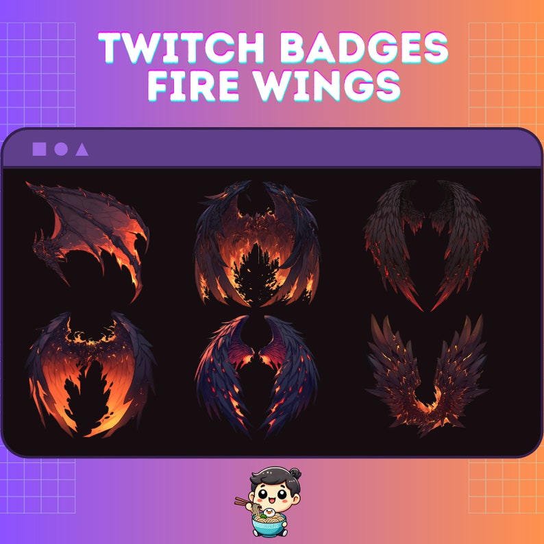 Fiery Demon Wings Twitch Badges | Unique Digital Badges for Streamers ...