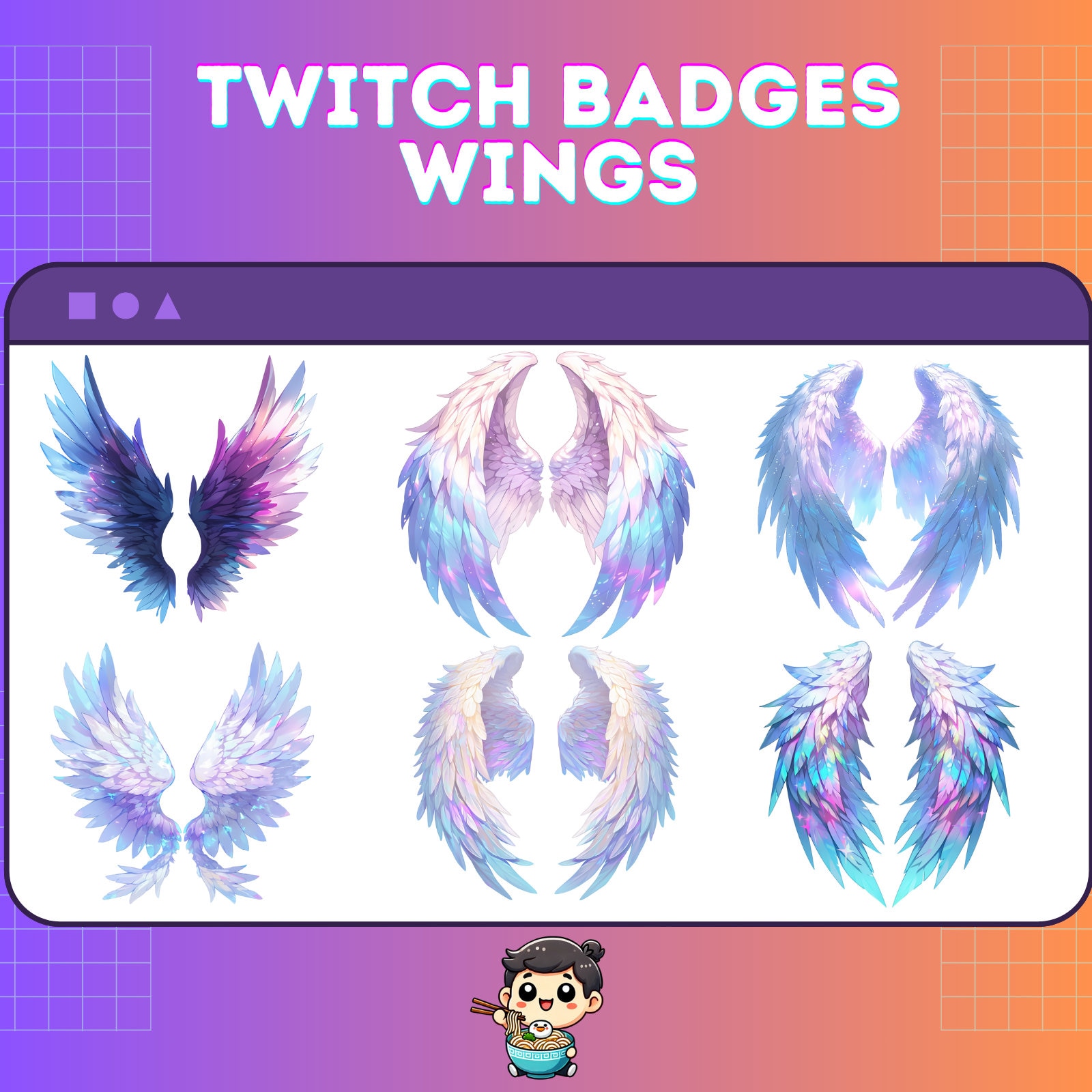 Pink Blue Angel Wings Twitch Badges | Mystical Streamer Overlay ...
