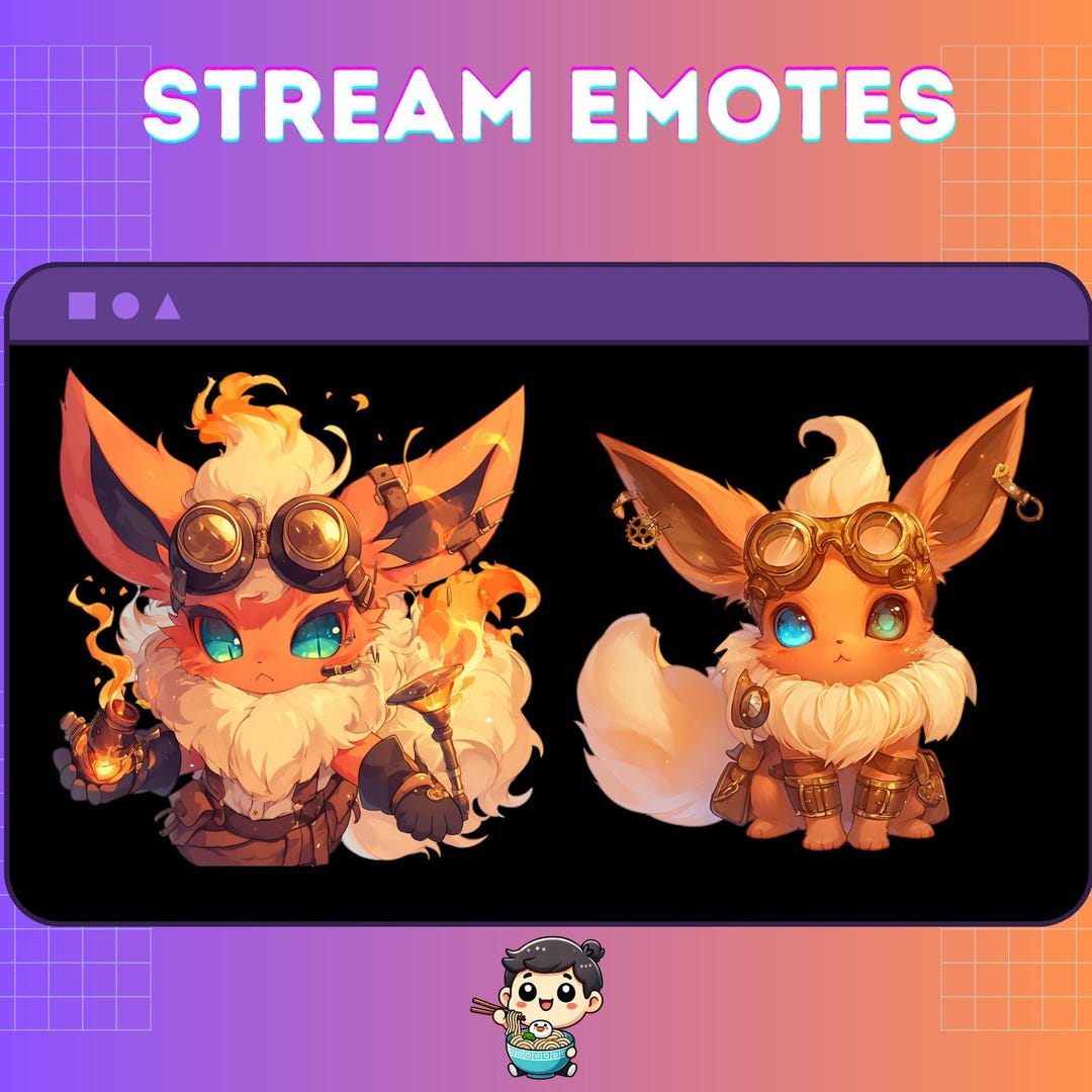 Steampunk Flareon Twitch Emotes | Unique Mechanical Pokémon Emotes for ...