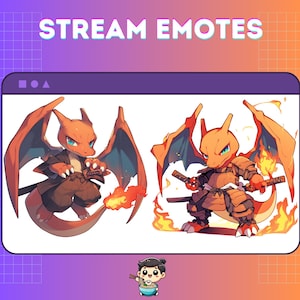 Emotes de Twitch de Charizard samurái / Emotes de Pokémon guerreros ...