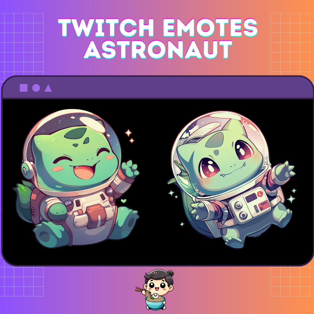 Bulbasaur Astronaut Twitch Emotes | Unique Space-themed Emotes for ...
