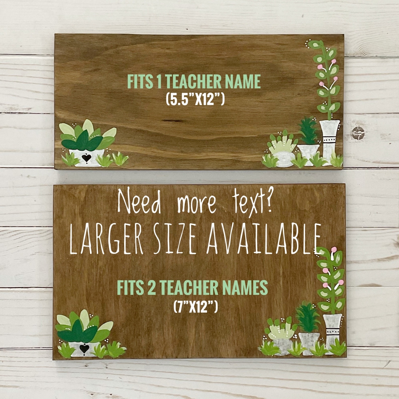Teacher Name Sign Cactus, Personalized Teacher Sign With Succulents ...