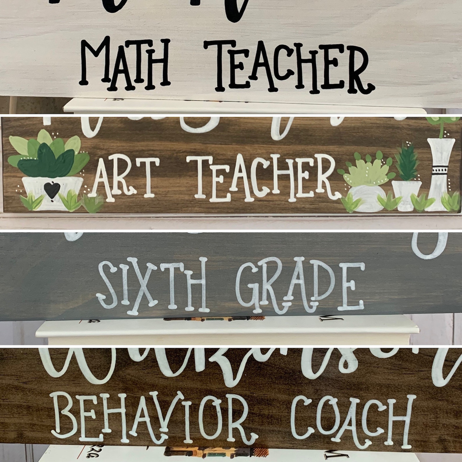 Teacher Name Sign Cactus, Personalized Teacher Sign With Succulents ...