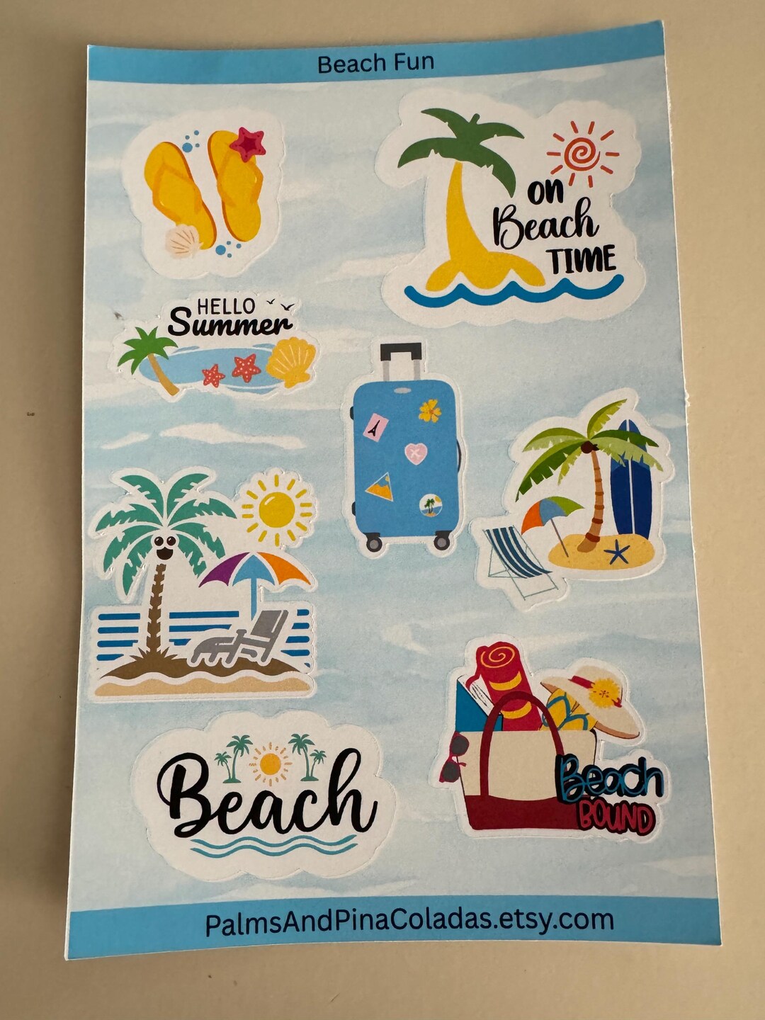 Fun Beach Themed Handmade Sticker Sheet: Planner & Journal Stickers - Etsy