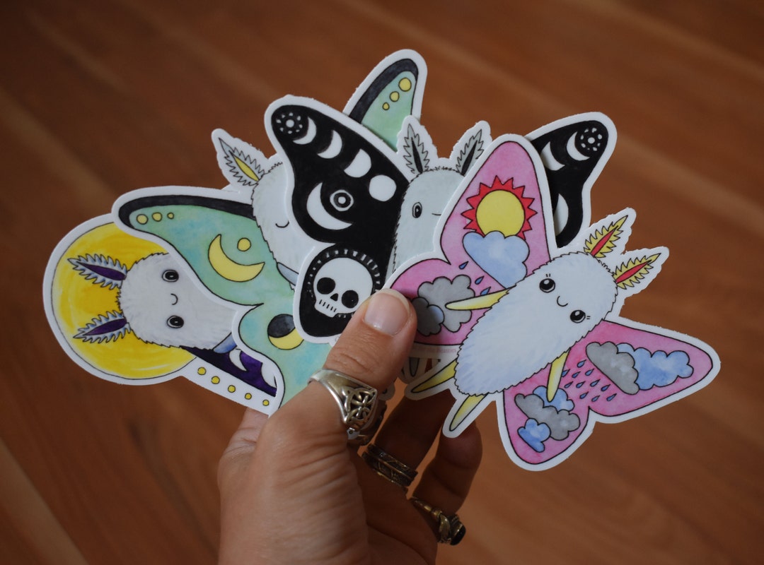 4 Pack Moth Sticker Set, Cute Assorted Moths Vinyl Stickers - Etsy