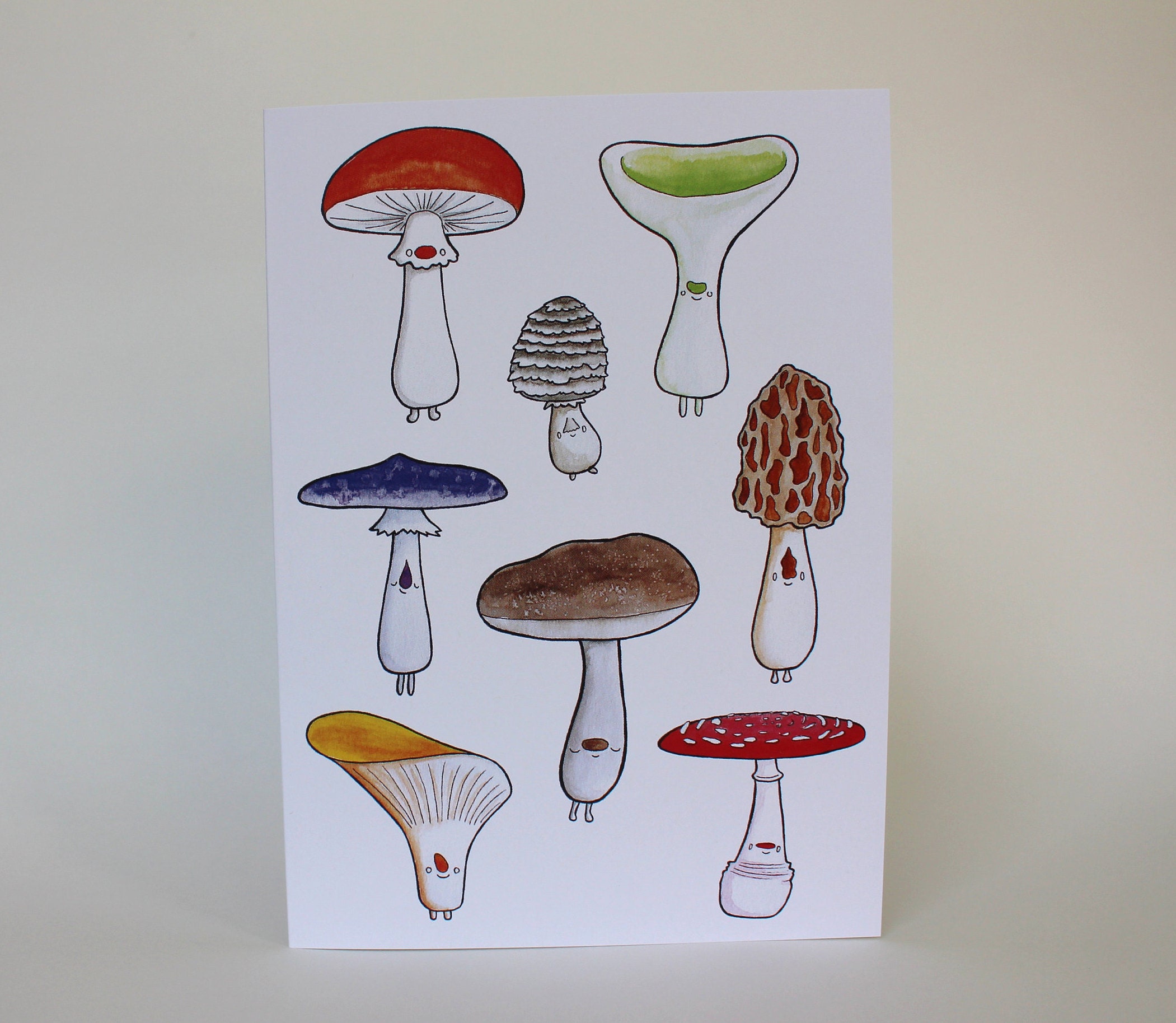 Mushroom 5x7 Greeting Card Woodland Fungi Art Card for Any | Etsy