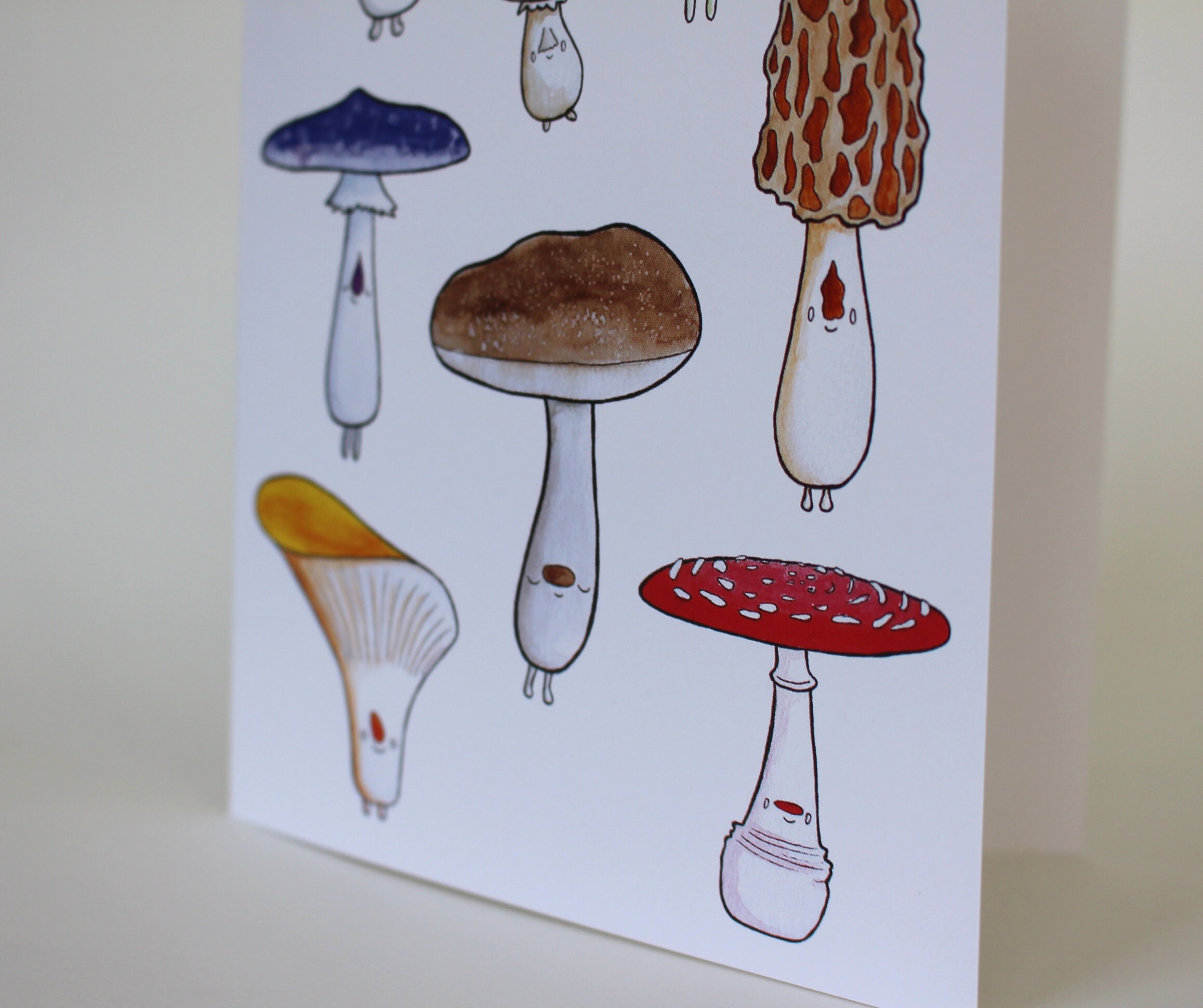 Mushroom 5x7 Greeting Card Woodland Fungi Art Card for Any | Etsy