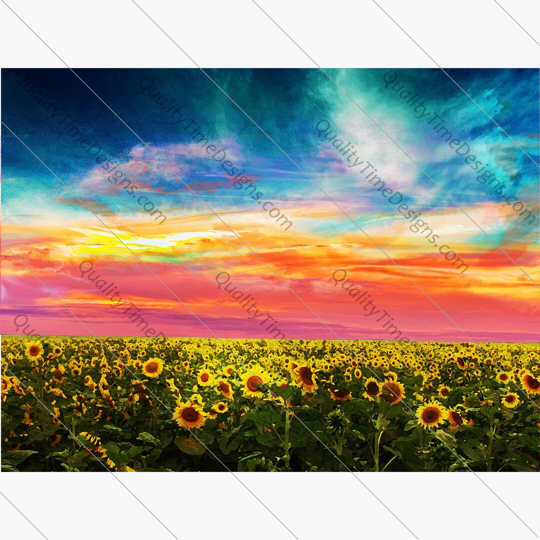 BOHO Sunflower Field Watercolor Wallpaper Vol 003 12 X 16 - Etsy