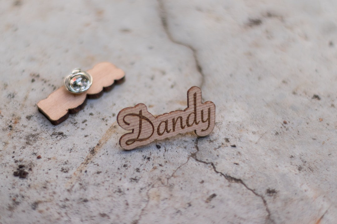 Pine Wood dandy Engraving and Laser Printer Cut Brooch Badge Man, Men ...
