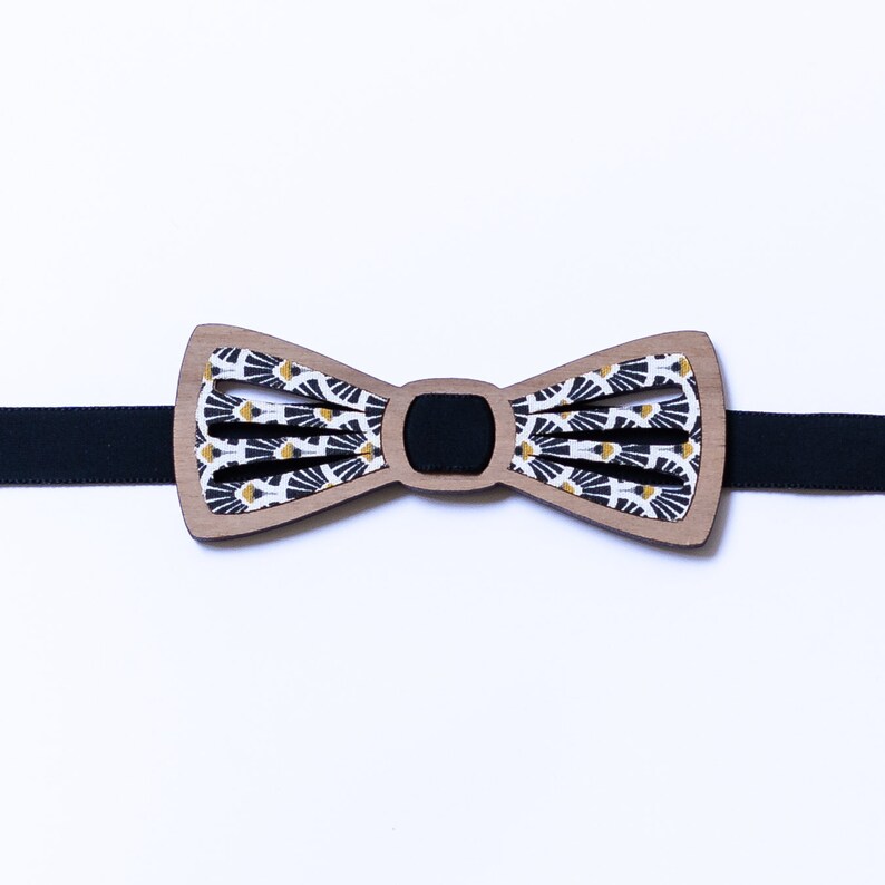 Wooden Bow Tie And Art Deco Fabric Etsy