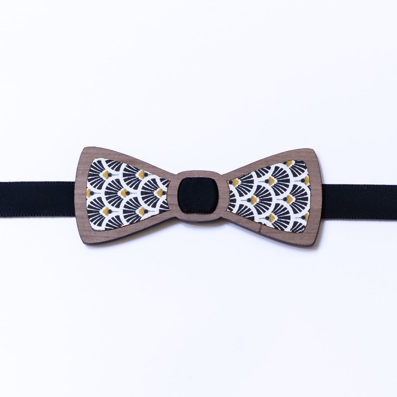 Wooden Bow Tie And Art Deco Fabric Etsy