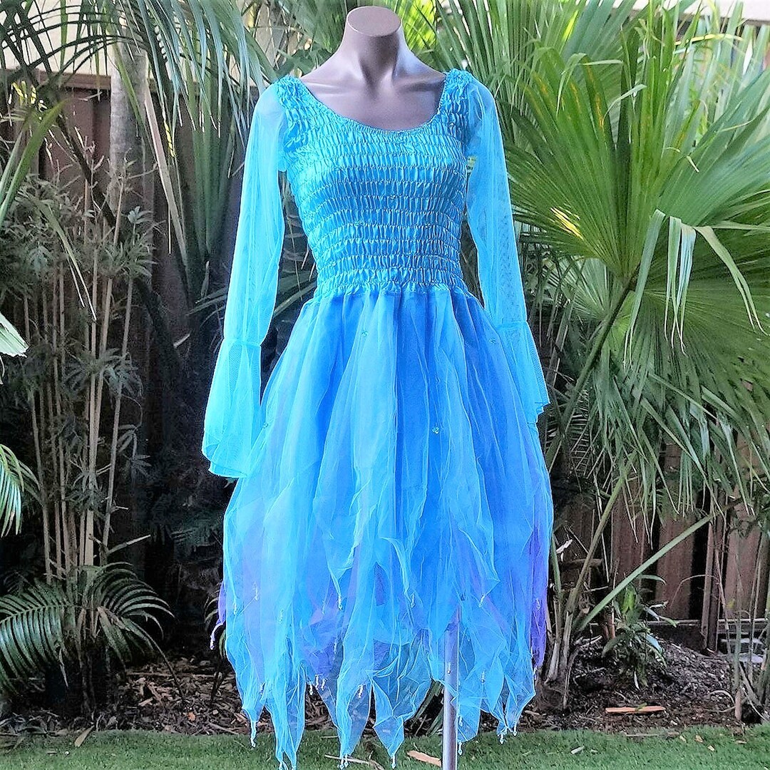 CHILD (12-14 Years) - Fairy Dress With Sleeves - Aqua & Fuchsia ...
