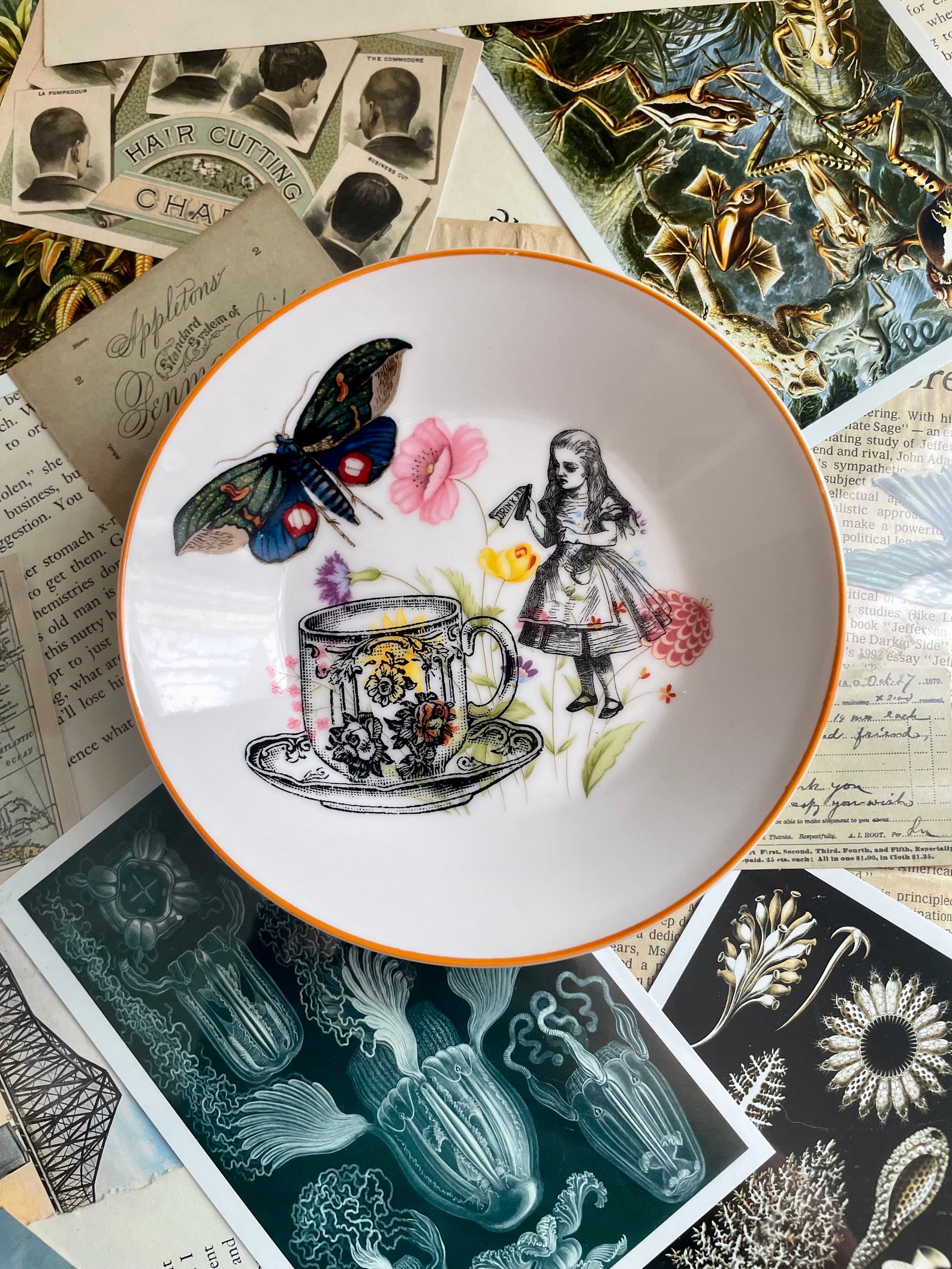 Vintage Altered Art, Upcycled Fine China, Alice in Wonderland Hanging ...