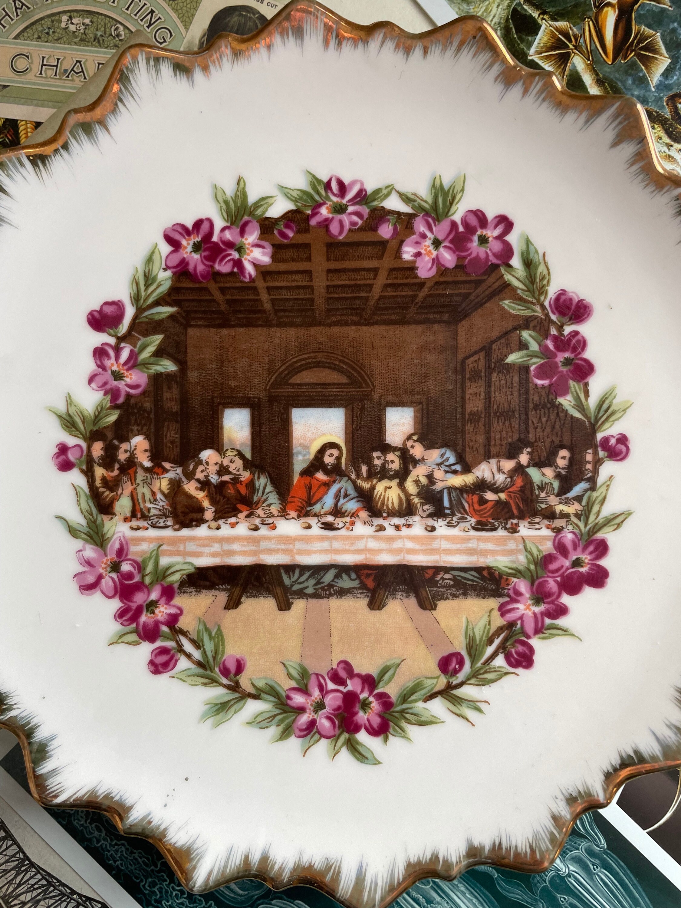 Vintage the Last Supper 1950s Hand Painted Decorative Ceramic Religious ...