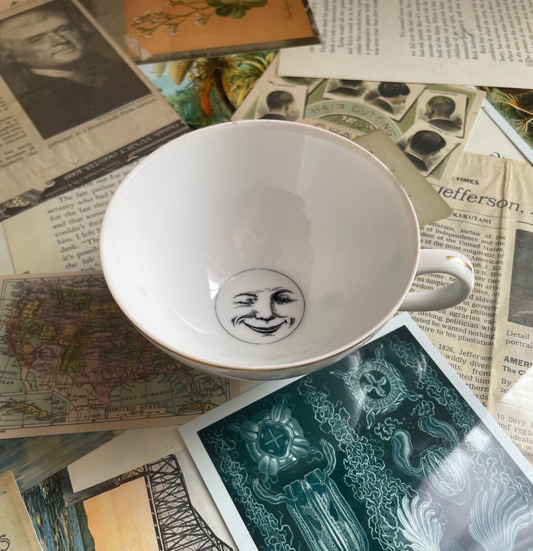Winking Man in the Moon, Victorian Vintage Altered Art, Upcycled China ...