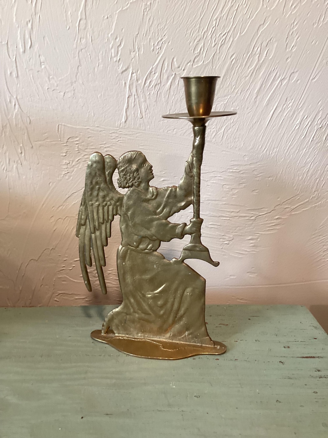 Vintage Solid Brass Angel Candle Holder - Etsy
