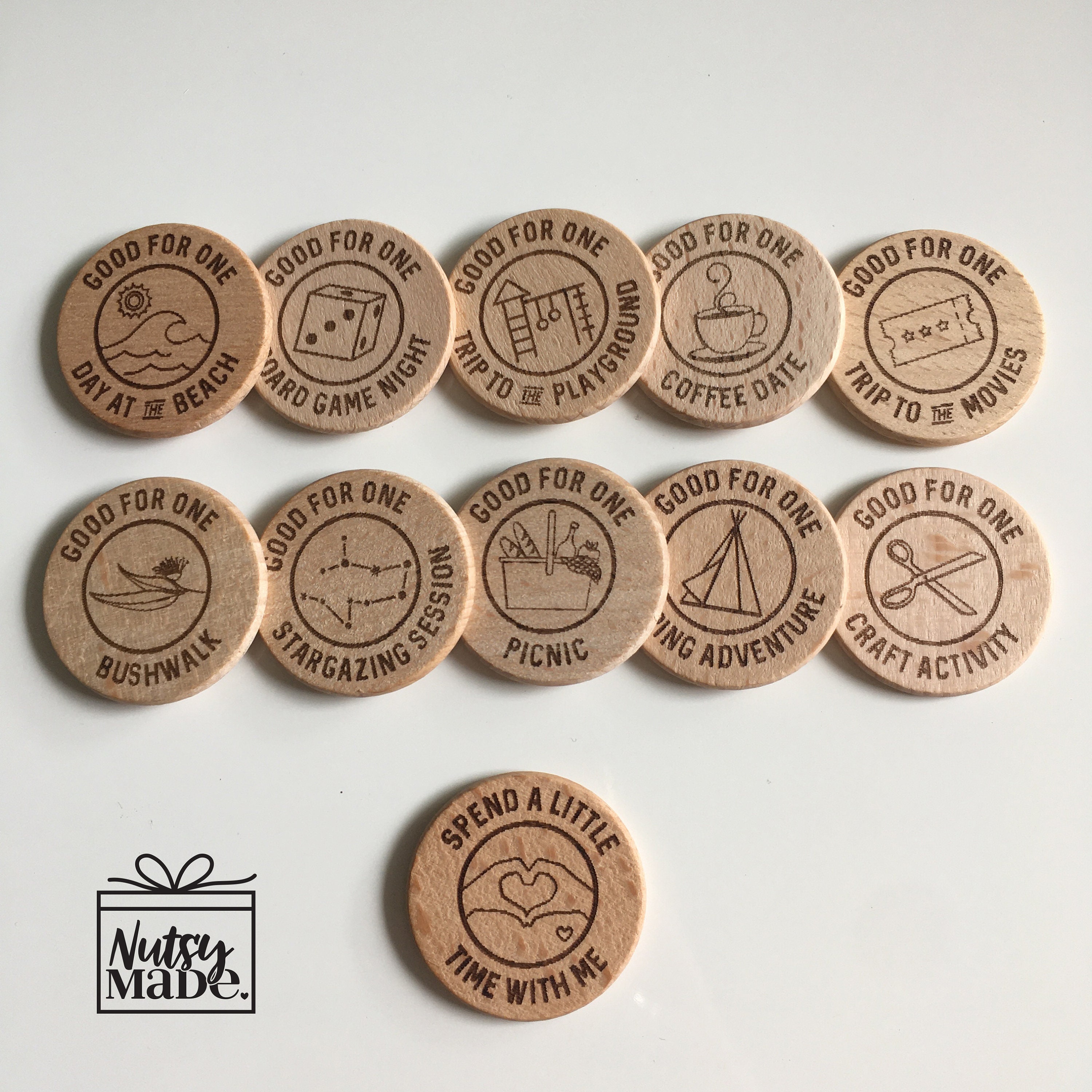 Reward tokens Isolation Gift Sustainable Wood Tokens for | Etsy