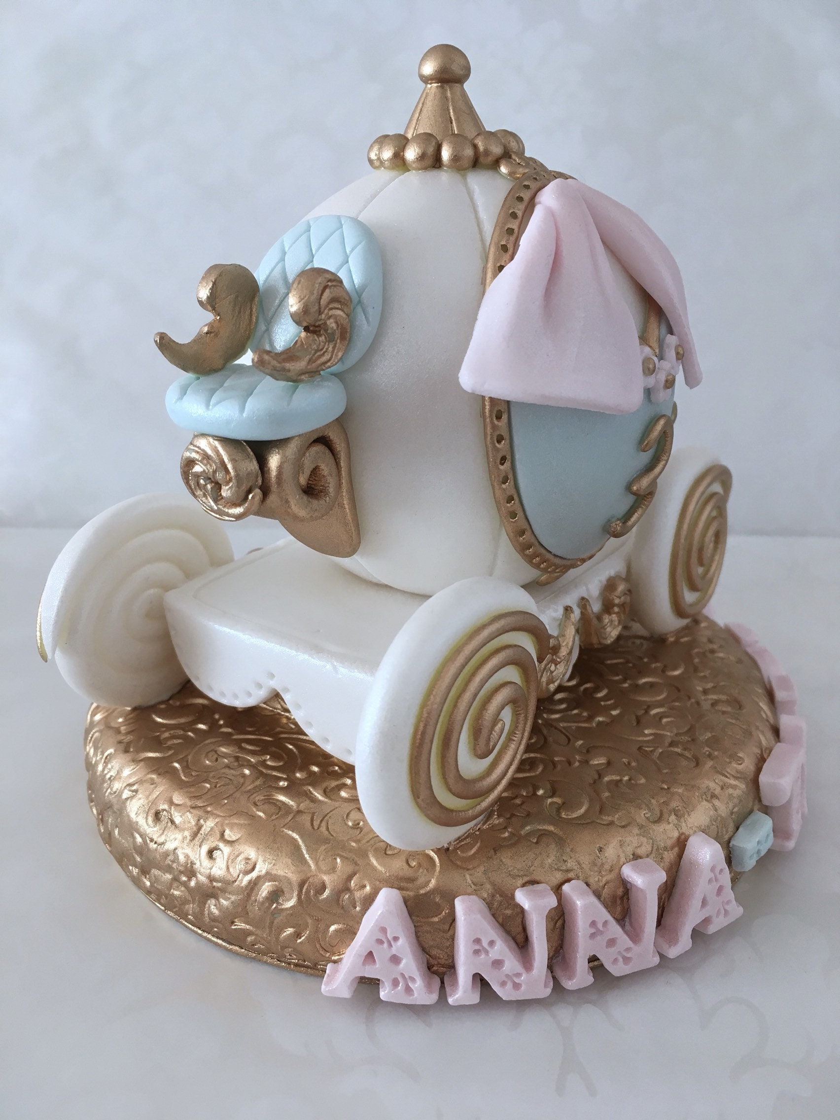 Cinderella Carriage Fondant Cake Topper. Princess Edible Topper ...